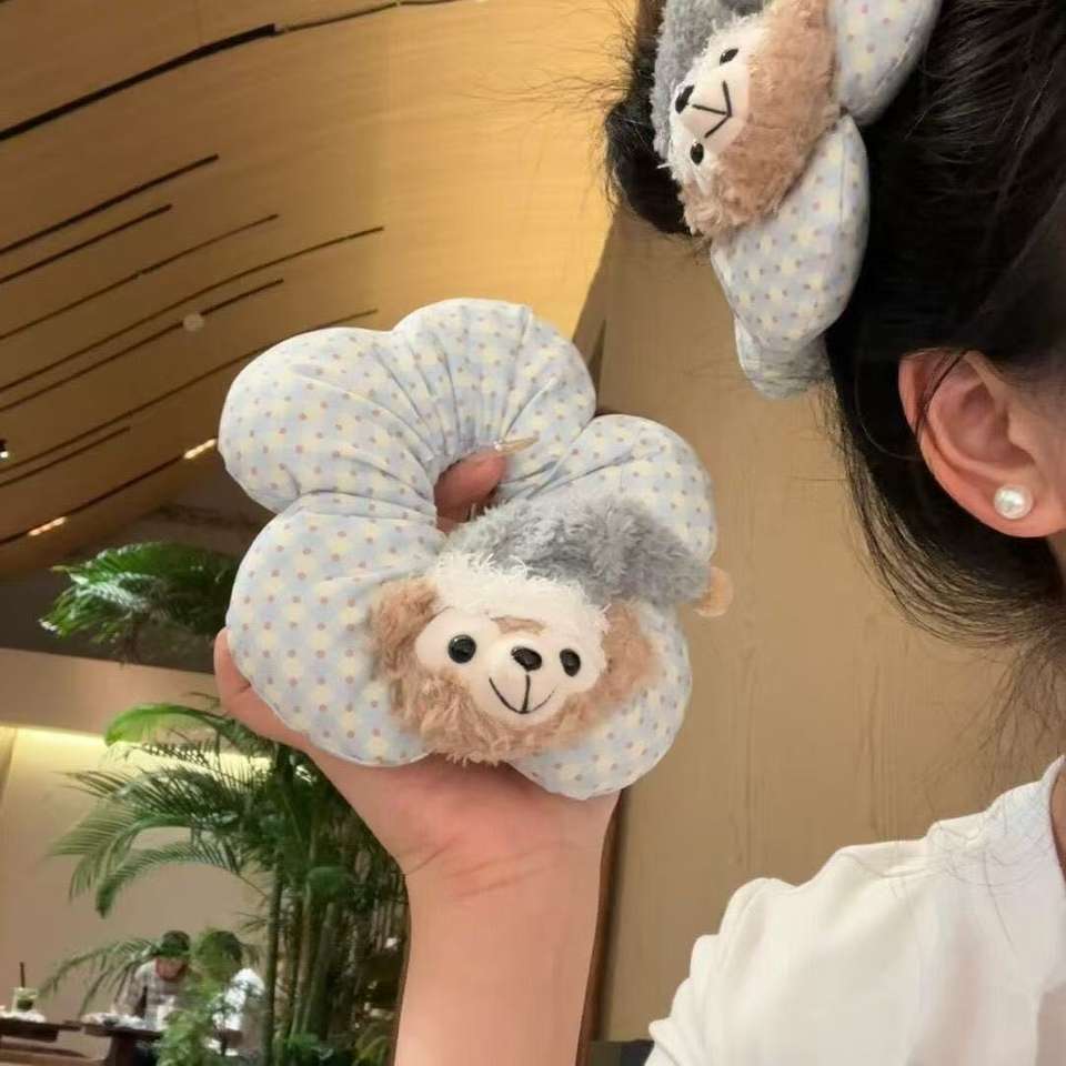 Cute Cat Flower Large Intestine Hairband Female Sweet Tie Hair Rope ...