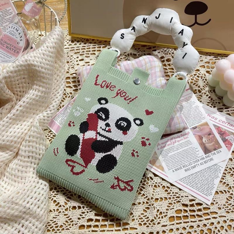 Cute Cartoon Polyester Knitted Crossbody Bag Kids Magnetic Clasp Phone ...