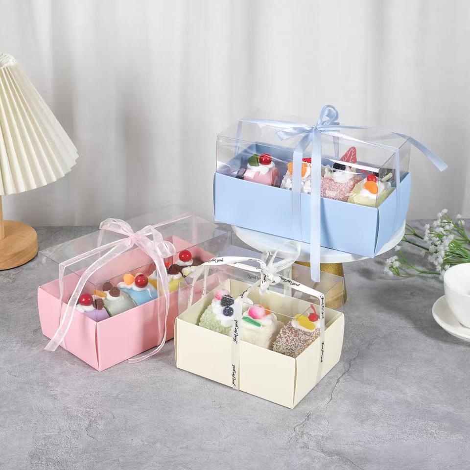 Transparent square Cake Box Packaging - Simple Macaroon Open-window ...