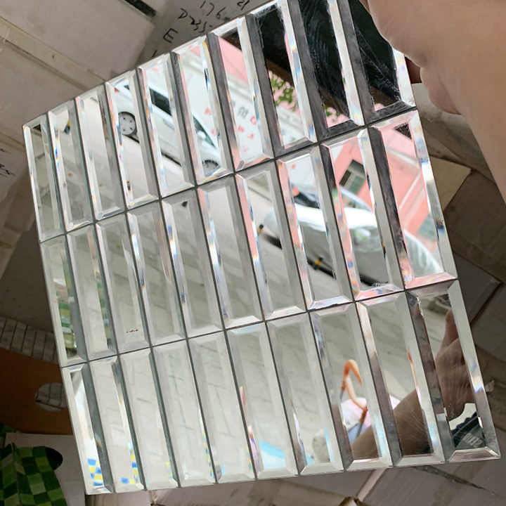 30cm*30cm Self Adhesive Wall Mirror Tiles Square Colored Bevelled ...