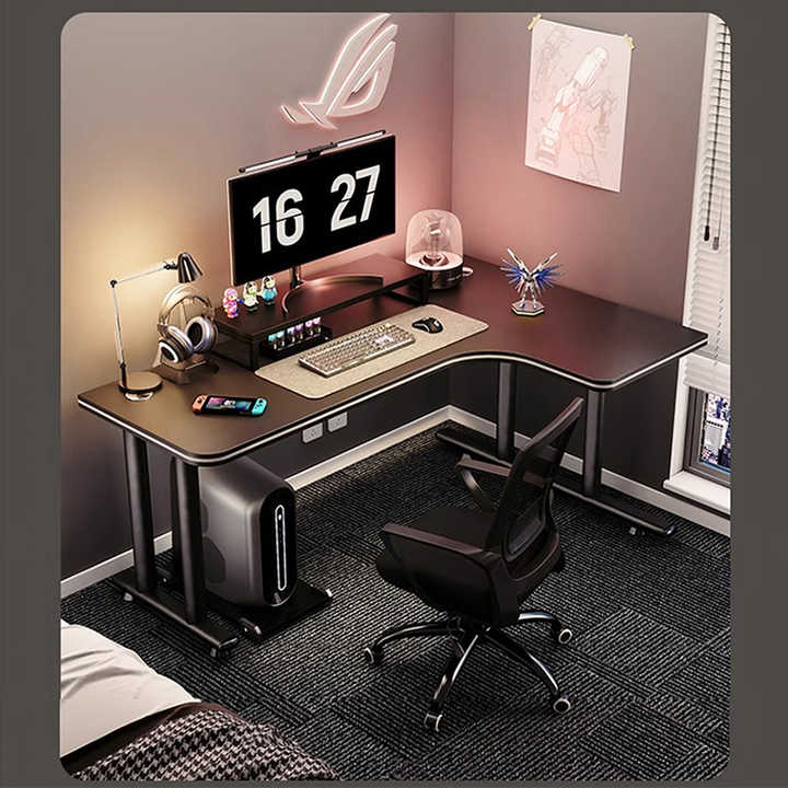 Modern Design L Shaped Black Computer Desk Logo Packing Customization ...