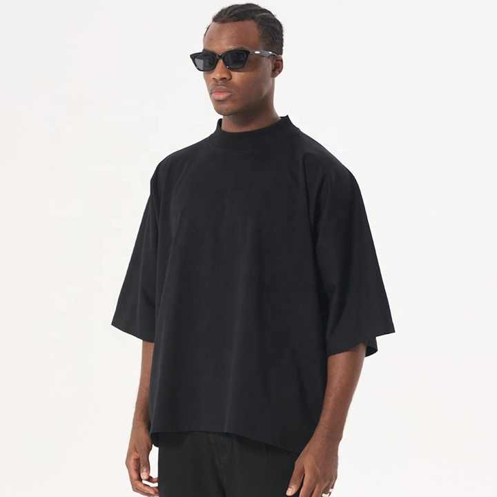 Boxy Men's T-Shirts with Custom Logo - Seamless & Thick Collar