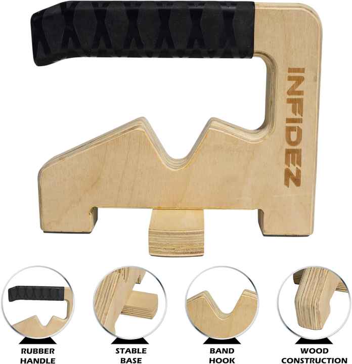 202405 Wooden Resistance Band Holder Non-slip Push up Handles ...