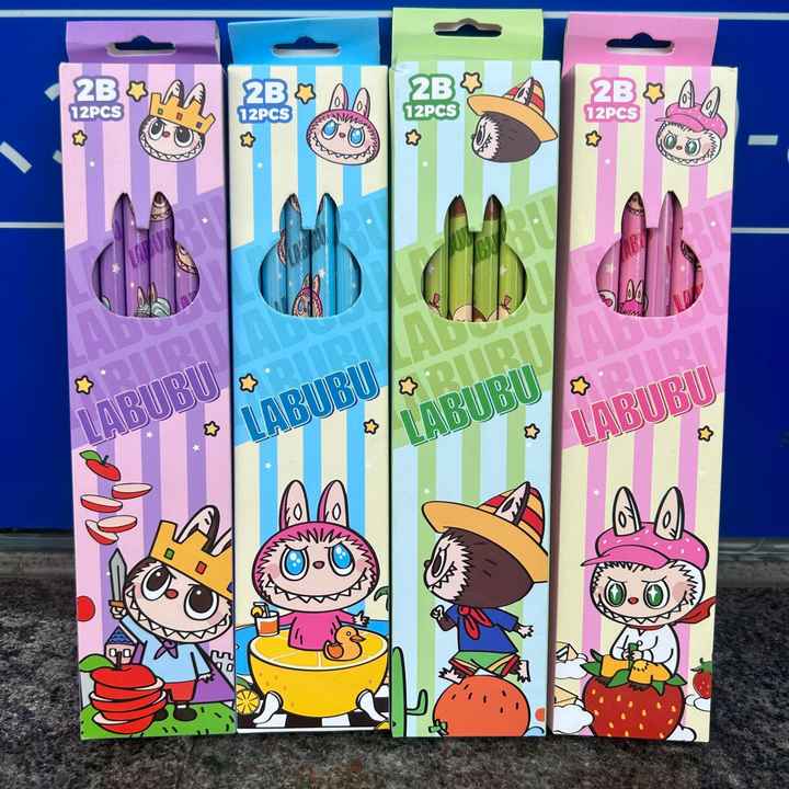 Official Pop Series Labubu 2025 New 12-Pack Cartoon Pencils Non-Toxic ...