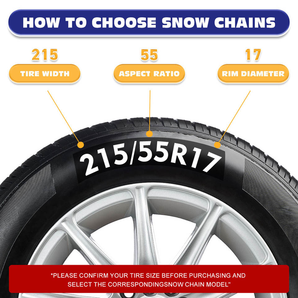 Emergency Winter Snow Chains for SUV and Car Tires with Diamond Pattern ...