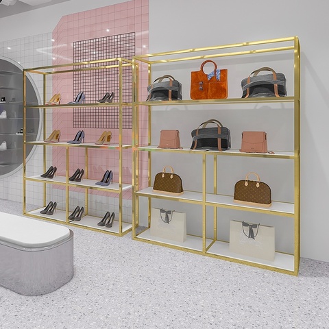 Modern Gold Wall Mounted Bag and Handbag Display Racks