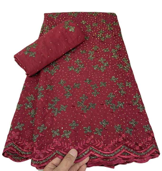 100% Cotton Swiss Lace Set High Quality Lace Fabric With Stones Voile ...