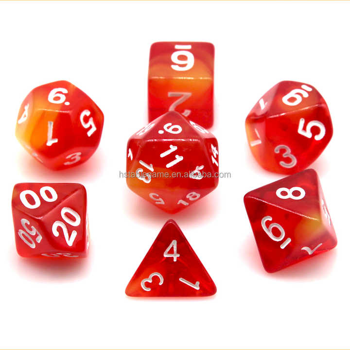 HS Custom Logo D20 Polyhedral DnD RPG Board Games Set 7pcs Mixed Color ...