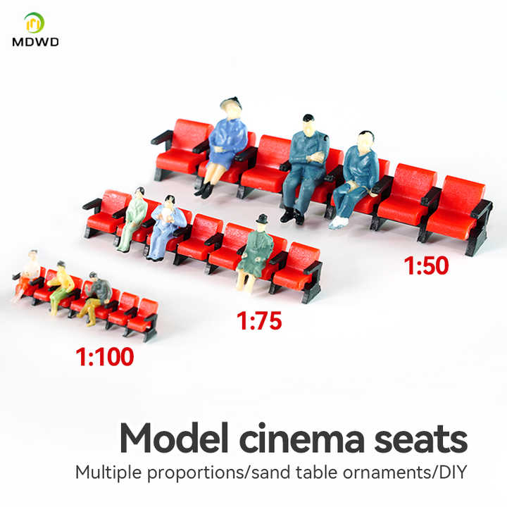 1:75 Miniature Cinema Chair Model ABS Plastic Toys Red Concert Seats ...