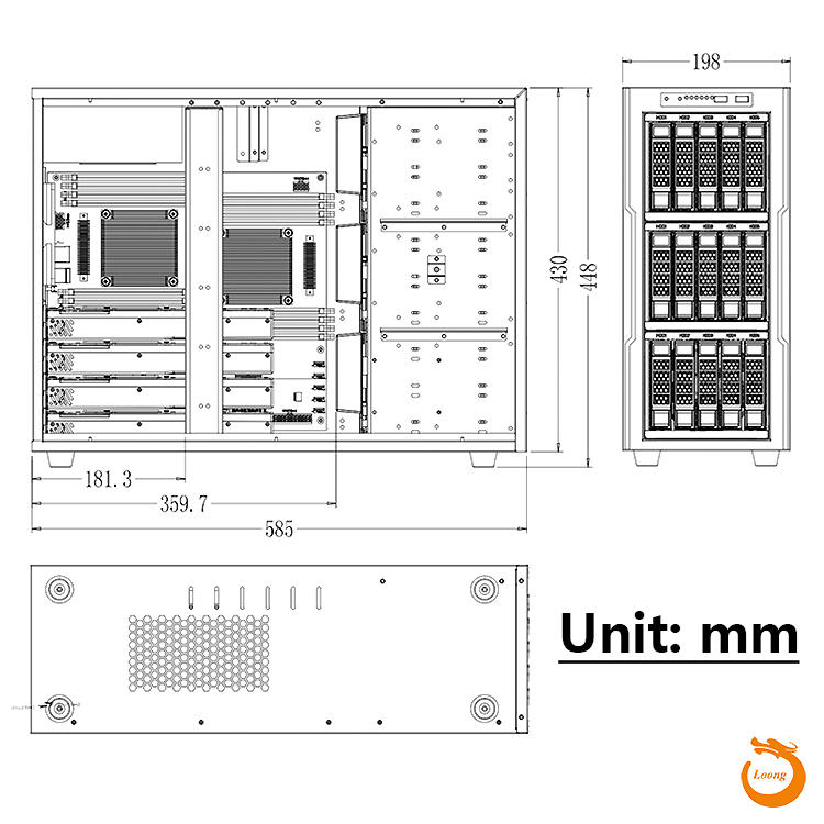 Zhenlong full-tower NAS chassis chassis ITX MATX ATX EATX 15 disk hot ...