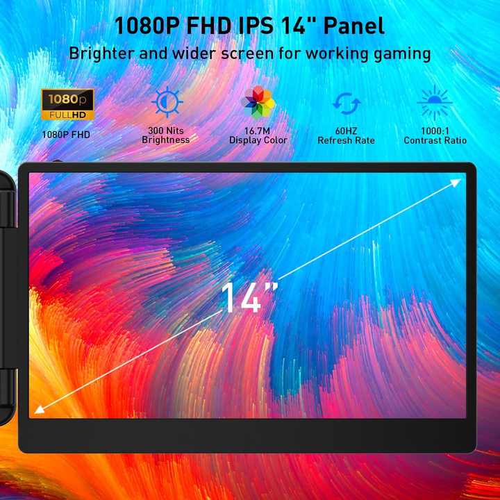 Triple Monitor for Laptop - 14 Inch Folding Screen