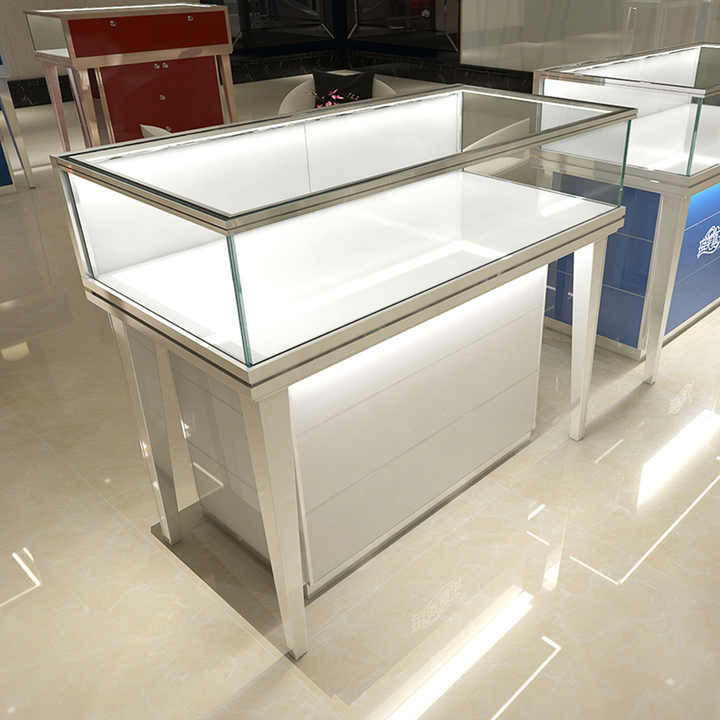 Jewelry Display Case - Free Standing Tempered Glass Showcase