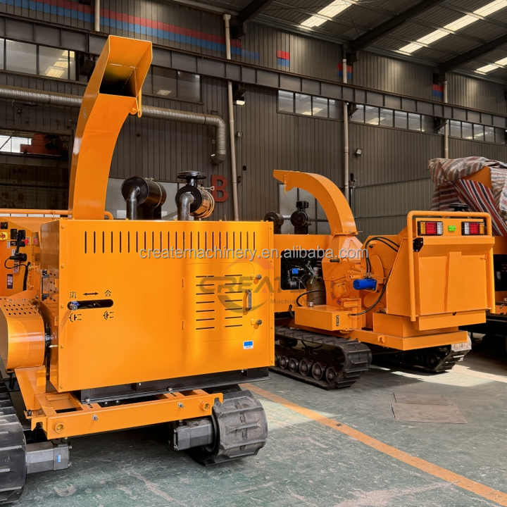 Crawler Tracks Drum Wood Chipper Portable diesel Engine Mulcher Wood ...