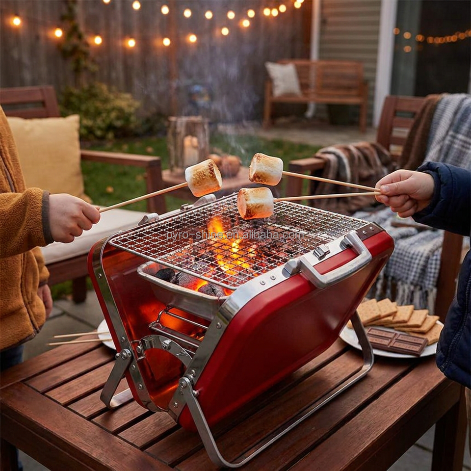 Backyard Party Charcoal BBQ Grill Portable Suitcase Style Foldable ...
