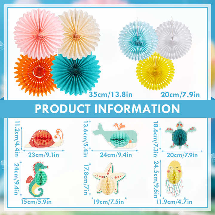 Ocean Themed Decor Hanging Paper Fan Ocean Party Supplies Decorations ...