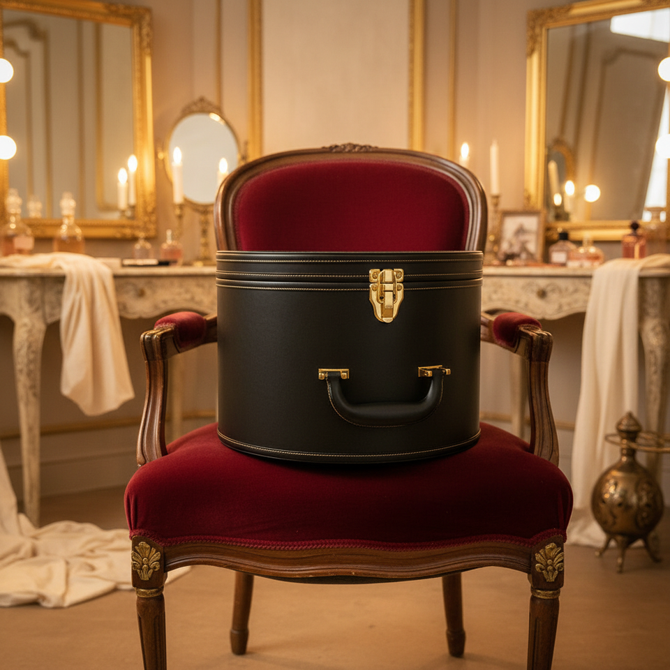 Custom Retro Style Luxury Round Shape Leather Box Hat Box Bag Luxury ...