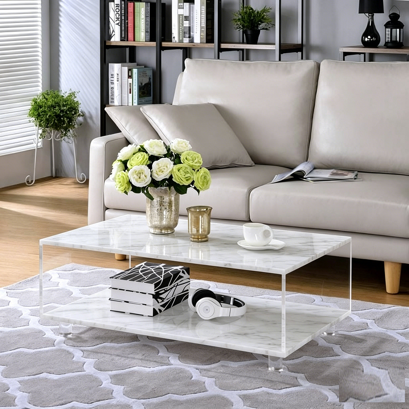 Clear Acrylic Coffee Table Transparent Modern Side Table for Living ...