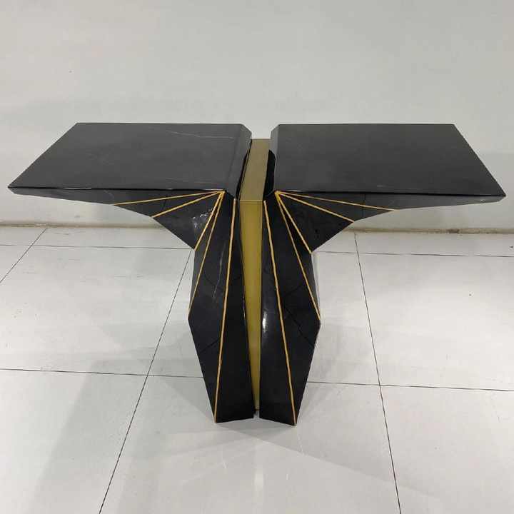 Italian Luxury Gold Stainless Steel Foyer Console Black Marble Texture ...