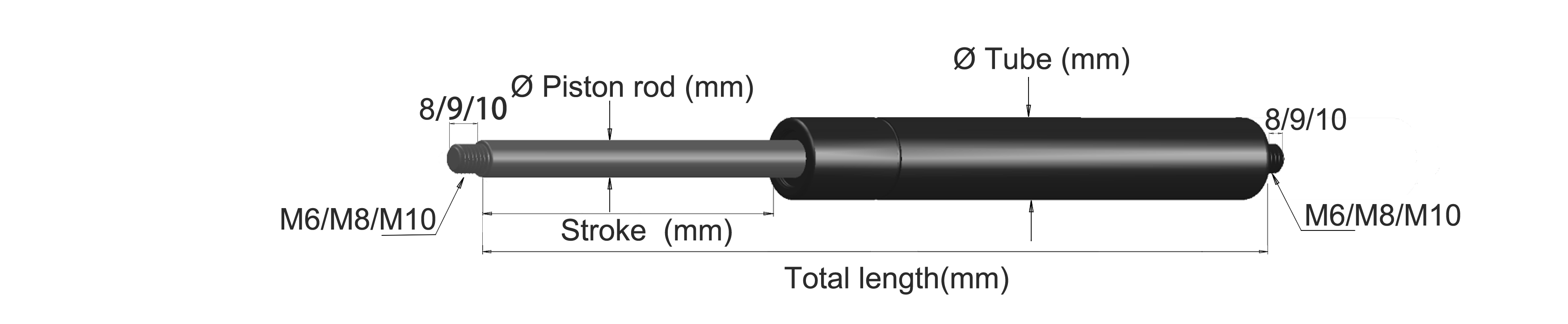 JP Adjustable 1000n Gas Strut For Murphy Bed Heavy Duty Gas Strut ...