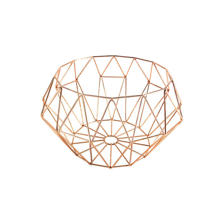 Diamond Shape Fruit Collection Basket Steel Wire Copper Plated ...