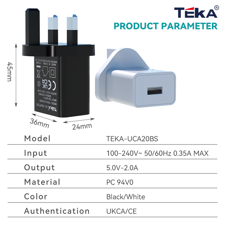 5V 2A 10W UK USB Charger BS/UKCA Certified | 3-Pin Plug Fast Charging ...