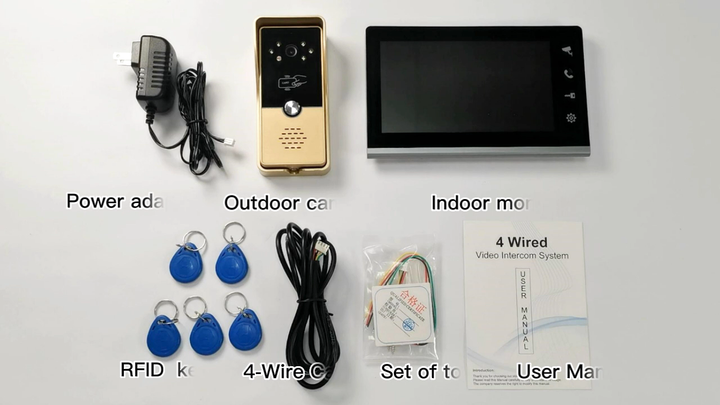 7 Inch Apartment Intercom System with Waterproof Camera, Night Vision ...