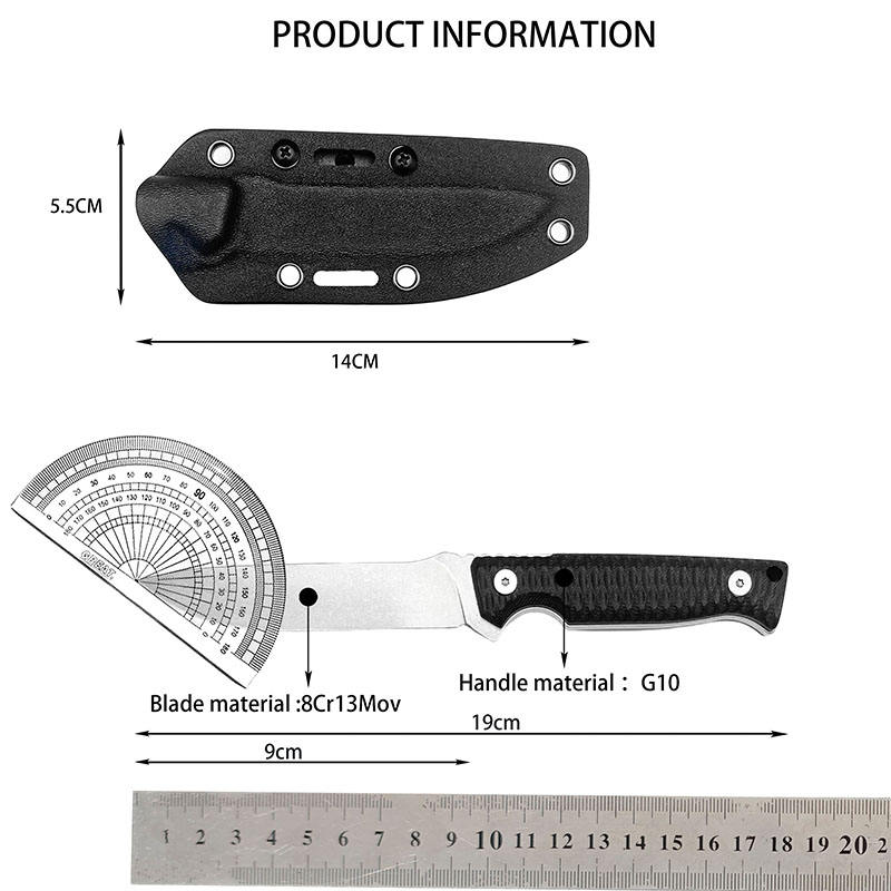 8Cr13Mov Steel G10 Handle Bushcraft Fixed-Blade Knife-Multifunctional ...