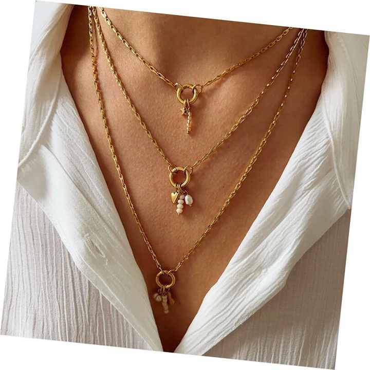 Custom Necklace Stainless Steel 18K Gold Plated Blade Chain Paper Clip ...