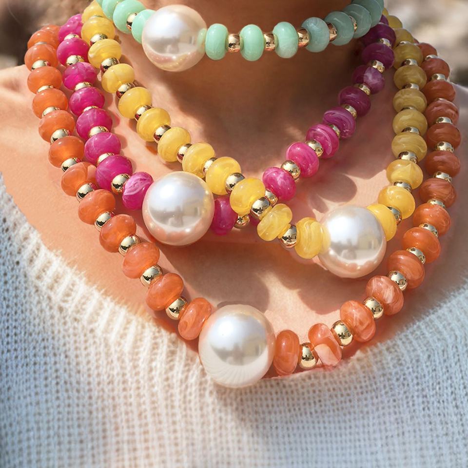 Hot Selling Bohemian Resort Style Colorful Acrylic Resin Handmade ...
