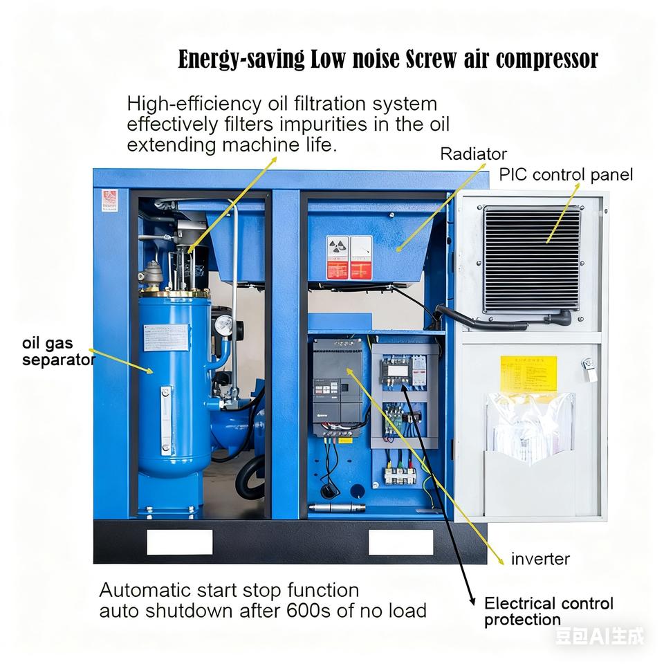 Silent Screw Air Compressor 10HP AC Power 380V High Pressure PLC Tank ...