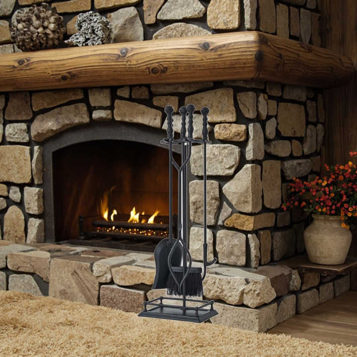 Top Pick Modern Iron Fireplace Set Includes Poker Tongs Shovel Brush-a ...