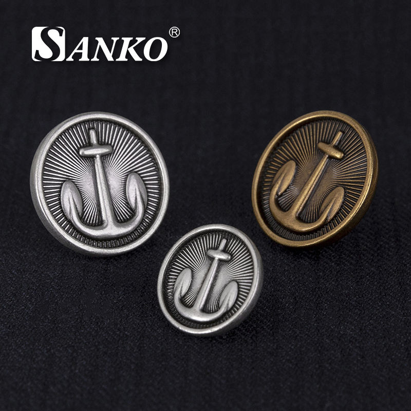 SANKO Vintage Nautical Anchor Button Metal Shank Uniform Button for ...