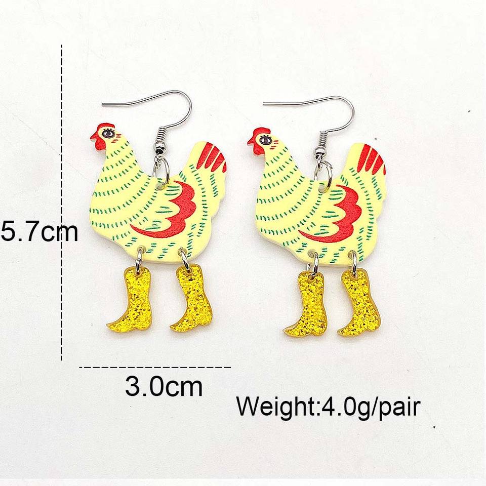 1Pair Acrylic Chicken Drop Earrings Animal Charms for Women's Birthday ...