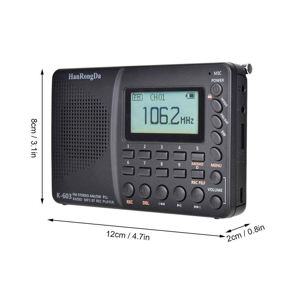 HRD-603 AM/FM/SW/BT/TF Portable Radio Digital USB MP3 Pocket Recorder Products from Yiwu Liufang ...
