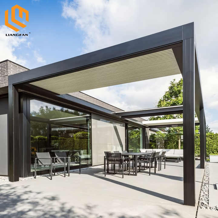Garden Pavilion Motorized Louver Retractable Outdoor Systems Pergola ...