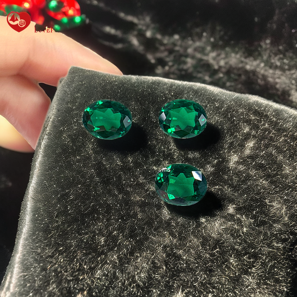 10x12mm Oval Cut Green Synthetic Hydrothermal Colombian Emerald Stone ...