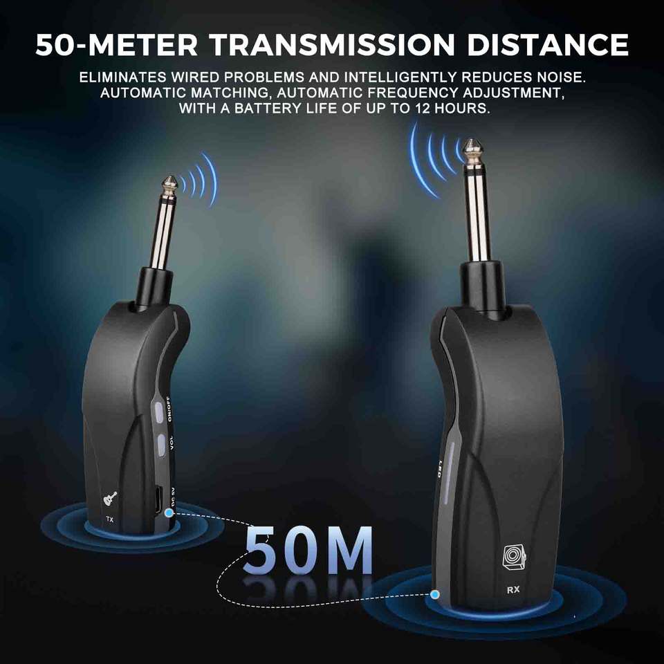 Wireless Guitar System Rechargeable Transmitter Receiver Set for ...