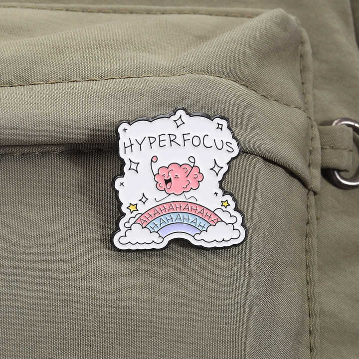 ADHD Hyperfocus Brain Enamel Pins Mental Health Awareness Metal ...