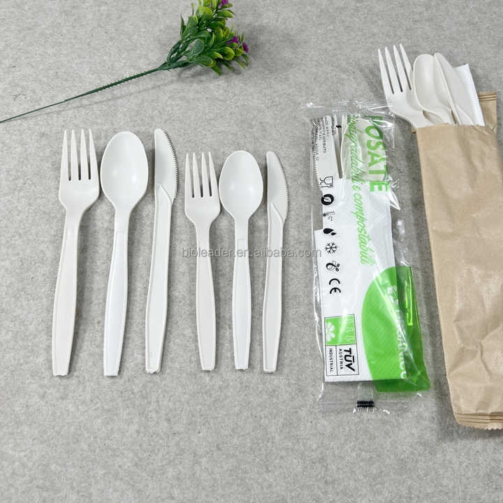 Juego de cubiertos ecológicos Plástico biodegradable CPLA Almidón de ...