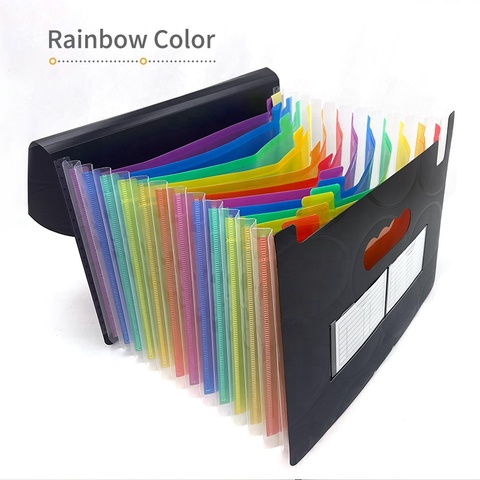 Rainbow Color A4 PP Plastic 24 Pocket Expandable File Organizer