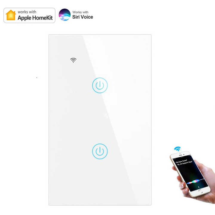 Homekit 2 Gang Smart Wireless Wifi Light Switch/Smart Touch Wall Switch ...
