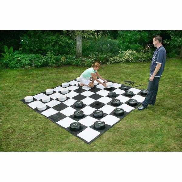 Giant Garden Outdoor Checkers Set with Nylon Mat - CNCHESS