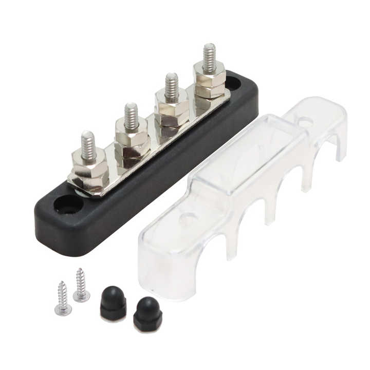 150A 48V Copper Bus Bar 4-Way High Current Battery Power Distribution Block M8 Studs RV Yacht ...