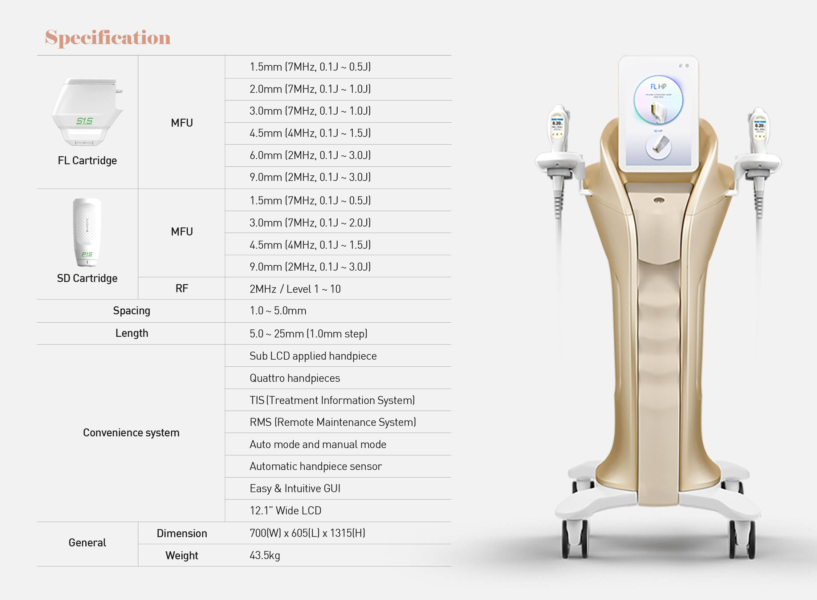 Vertical Powerful New Double Hifu Gold MFU+RF SD Focused Ultrasound ...