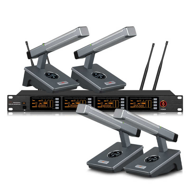 High Quality Wireless Conference Table Mic 4 Channels Desk Conference ...