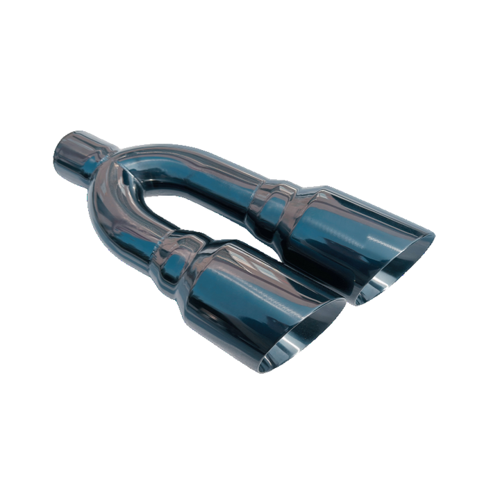 New 16 Inch Stainless Steel Dual Exit Tip Exhaust with Black Chrome 2.5 ...