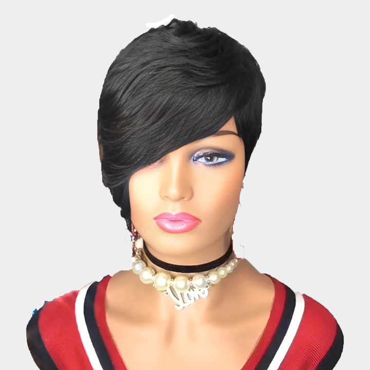 Wholesale New 2025 Black Split Short Straight Wigs Fluffy and Natural ...