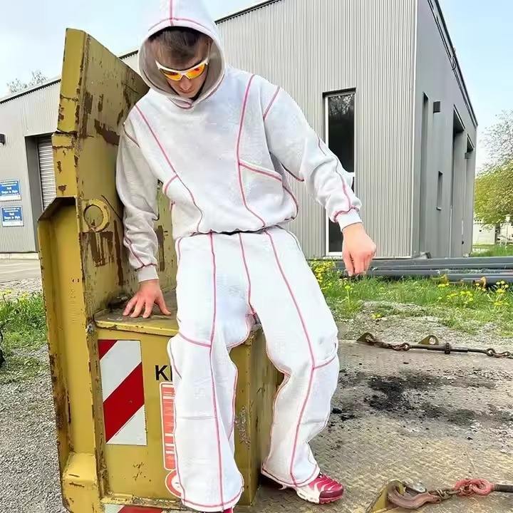 Contract Stitch New Style 100% Cotton French Terry Tracksuit Straight ...