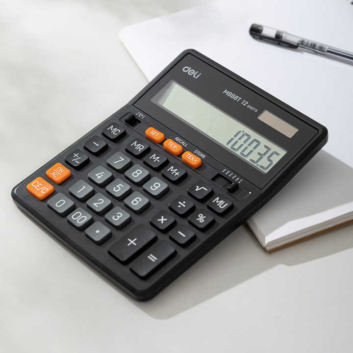 Deli EM888T Plastic-12 Digits Solar-powered Calculator, a Dual-power ...