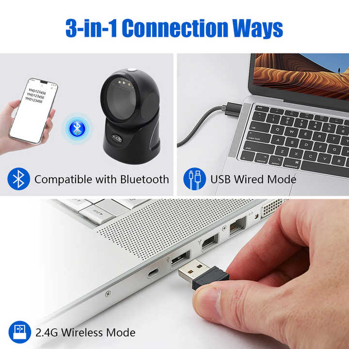 YHDAA Automatic Scanning Omnidirectional Wireless Desktop Barcode ...
